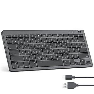 Emetok for iPad Keyboard [Aluminum Base, Big Keycap, Rechargeable], Ultra Slim Bluetooth 5.1 Keyboard for iPad 10th/9th/8th, iPad Pro 11/12.9, iPad Air/Mini/iPhone, Black