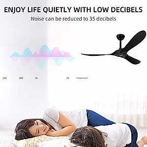 alescu Black Ceiling Fan 52" with Remote Control,Modern Reversible DC Motor for Patio Bedroom Living Room Christmas Gift