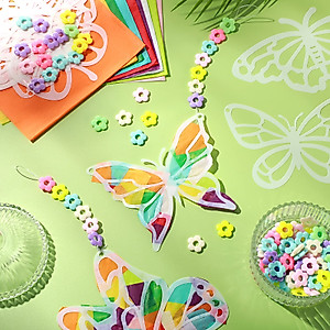 18 Pieces Suncatcher Kit for Kids Butterfly Suncatcher Kit Tissue Paper Butterfly Suncatcher Craft Spring Summer Window Art Kit with 18 Tissue Paper for Spring Summer Craft DIY Butterfly Party Favor