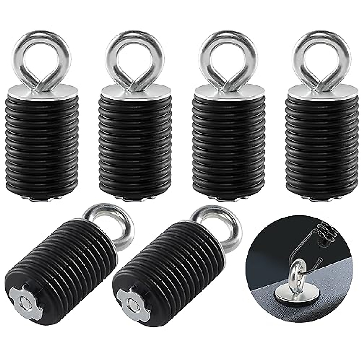 DAYDOOR ATV Anchors, General Tie Down Anchor, UTV Lock and Ride 2" Bed Anchor Compatible with Polaris Ranger 1000 XP 900 XP 800 700 500 570 with 1-7/16" Hole (6 Pcs,Black)