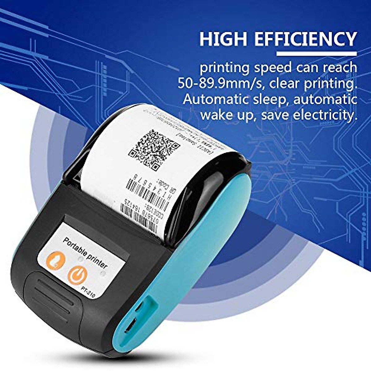 Ciglow 58mm Wireless Thermal Receipt Printer, Mini Bluetooth Portable Receipt Printer with High Speed Printing Mobile POS Printer for Android, iPhone.(Blue)