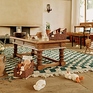 GRANNY SAYS Wicker Storage Baskets, Waterproof Wicker Basket with Handles, Trapezoid Woven Storage Bins for Organizing, Decorative Wicker Basket, Brown, 2-Pack