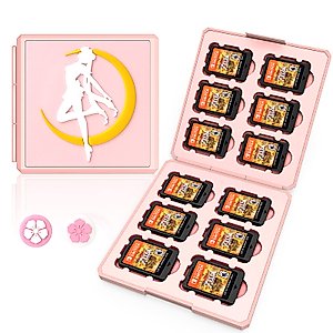 UFOPETIE 12 in 1 Game Card Case for Nintendo Switch Sailor Moon Switch Game Case,for Nintendo Switch Game Storage Nintendo Switch Game Card Case,for Switch Accessories(Thumb Grip 2PCS)