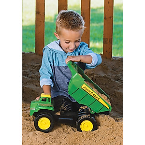 TOMY John Deere 15" Big Scoop Dump Truck with Sand Tools, Brown/a