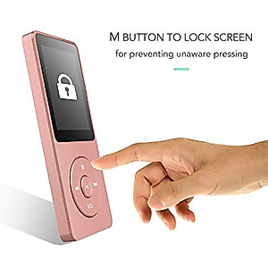 AGPTEK A02 MP3 Player with Bluetooth 5.3, 1.8 inch Screen Portable Music Player with Speaker, FM Radio, Voice Recorder, Supports Expanded Up to 128GB(Rose Gold, 8GB)