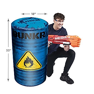 BUNKR BattleZones Battle Royale Inflatable Bunker Fort - 4 Piece Barricade Shield Set Crates and Barrels - Perfect for NERF Party