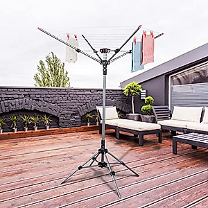 STORAGE MANIAC Outdoor Umbrella Drying Rack, 8 Lines with 82 Feet Drying Space, Steel Frame & Adjustable Height, 4-arm Umbrella Clothesline for Laundry, Collapsible Clothes Drying Rack for Backyard