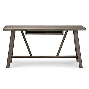 SIMPLIHOME Dylan SOLID WOOD Modern Industrial 60 inch Wide Home Office Desk, Writing Table, Workstation, Study Table Furniture in Driftwood
