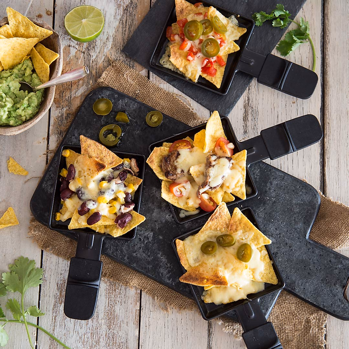 Non-Stick Coated Mini Grill Pan Cheese Melting Accessories for Raclettes Replacement/Additional Raclette Dishes Mini Grill Pan, Square Shape(4PCs)