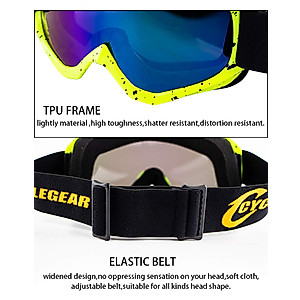 DPLUS Motorcycle Goggles , Dirt Bike ATV Goggles Anti-UV Adjustable Riding Offroad Protective Combat Tactical Military Goggles for Men Women Kids Youth Adult (Yellow Gold)