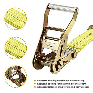 Partsam 9.5FT Axle Tie Down Strap Ratchet w/Snap Hook - 2 Pcs/Set 10000 lbs Break Strength - 3300 lbs Safe Working Load, Use to Haul Any Car Truck ATV UTV SUV etc.