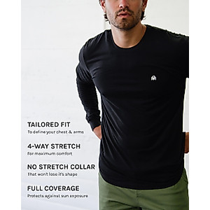 INTO THE AM Premium Long Sleeve Shirts for Men Casual Work Sun Protection Plain T-Shirts for Gym Construction (Charcoal, Small)