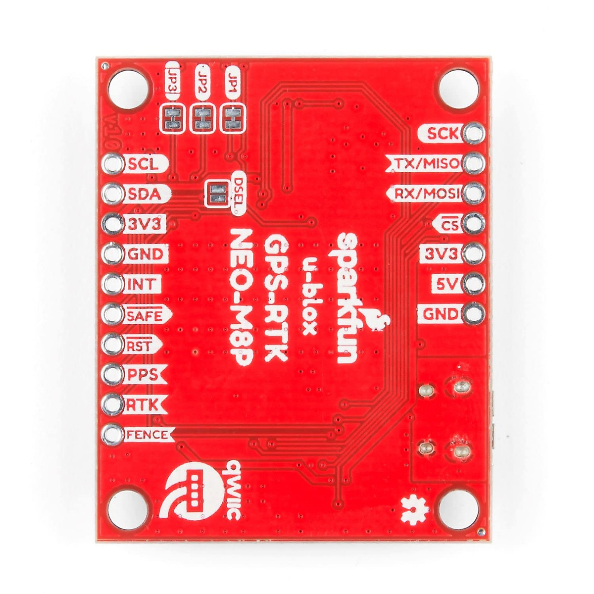 SparkFun GPS-RTK Board - NEO-M8P-2 (Qwiic) High-Accuracy breakout No Soldering Required Breadboardable Contains a Rechargeable backup battery allowing a Warm-start decreasing time-to-first-fix