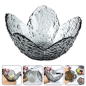 CALLARON Glass Containers Glass Japanese Bowls Flower Shaped Bowl Salad Mixing Bowl Crystal Fruit Candy Snack Bowl Decorative Appetizer Plates for Home Kitchen Tableware Terrarium