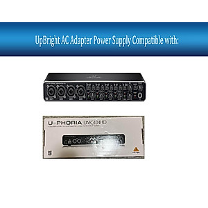UpBright 5V AC/DC Adapter Compatible with Behringer U-Phoria UMC404HD UMC404 HD UMC 404 HD UPhoria 4 x 4 USB Audio MIDI Interface Audiophile 4x4 MIDAS Mic Preamplifier 5VDC 1000mA Power Supply Charger