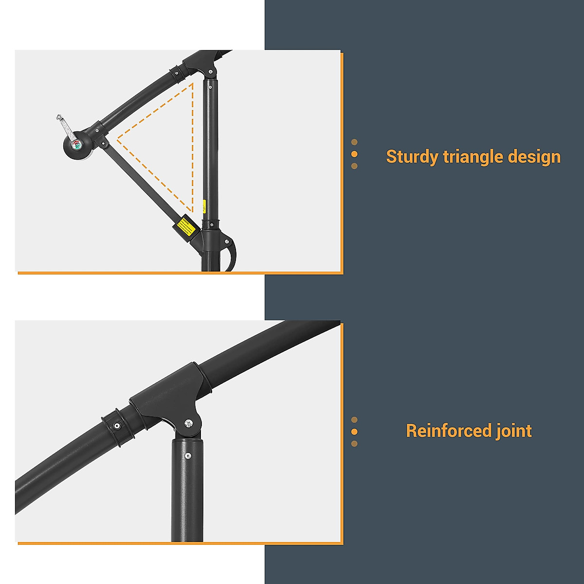 Bonosuki 8.2 x 8.2′ LED Patio Offset Umbrella With a Base, Outdoor Hanging Umbrella for Yard, Poolside and Deck,Black