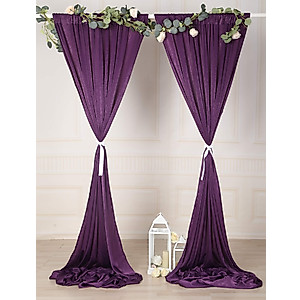 SHERWAY 9.6 Feet x 10 Feet Purple Silky Soft Curtain Wedding Backdrop Drapes, Slightly Shiny Satiny Window Curtains for Party Ceremony Decoration