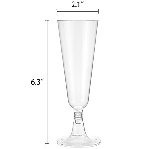 Hedume 100 Pack Champagne Flutes, 5oz Disposable Clear Plastic Champagne Glasses, Toasting Flute Set for Mimosas, Bloody Mary's, Wine Glasses, Sodas, Cocktail Cups, Parfaits, Sundaes etc