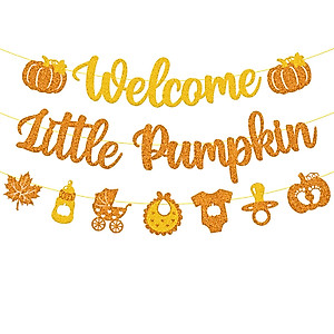 Welcome Little Pumpkin Banner Pumpkin Baby Shower Party Decorations for Baby Boy Girl Autumn Happy Fall Thanksgiving Gender Reveal Party Supplies