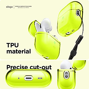 elago Compatible with AirPods Pro 2nd Generation Case Clear Cover - Compatible with AirPods Pro 2 Case, Protective Case Cover, Shockproof, Wireless Charging, Reduced Yellowing [Neon Yellow]