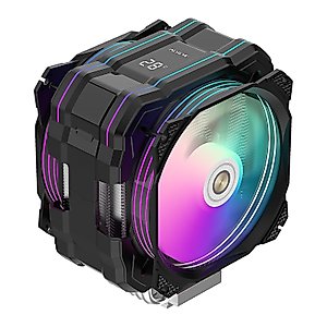 ALSEYE M120D Plus CPU Cooler with Temperature Display, Dual ARGB & PWM Fans, 6 Copper Heat Pipes - Compatible with Intel LGA1700/1200/115X/2011/2066/1366 and AMD AM4/AM5 - Easy Installation - Black