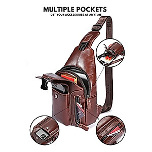 Sling Bag Small Purse Leather for Women Men Crossbody Bag Chest Bags Shoulder Backpack Cross Body Water Resistant