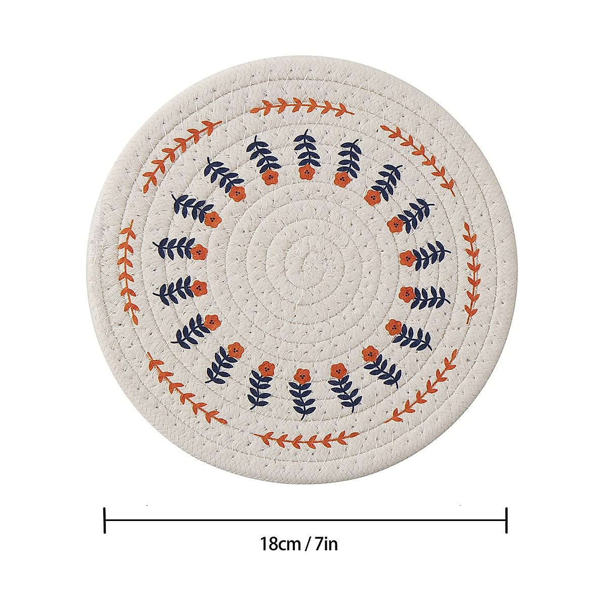 Lifaith Kitchen Pot Holders Set Trivets 3pcs Set,100% Pure Cotton Thread Weave Hot Pot Holders, Stylish Coasters, Hot Pads, Hot Mats, Spoon Rest for Cooking and Baking by Diameter 7 Inche, Flower