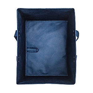 PLANET E Reusable Eco-Friendly Durable Heavy Duty Collapsible Long handle Grocery Tote Shopping Box Bag Set with Reinforced Bottom (2 Pack, Stripped Blue)