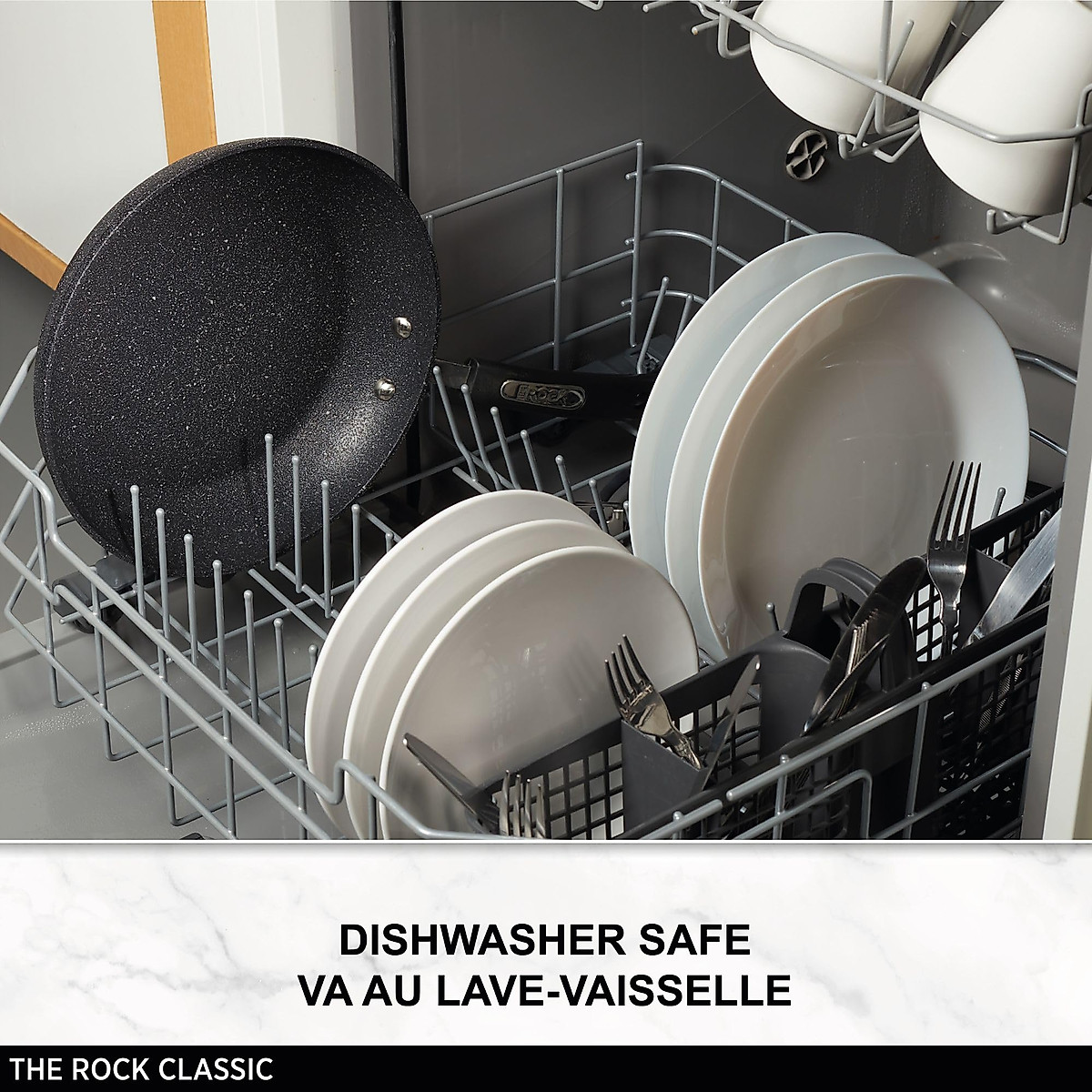 Starfrit The Rock 12'' (30cm) Non-Stick Jumbo Cooker Pan with Lid - Durable Forged Aluminum - Oven Safe - PFOA Free - Easy to Clean - Black