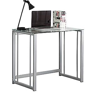 SogesHome 35 inch Glass Computer Desk Office Desk Gaming Desk Office Desk Writing Table Small Desk Workstation for Home Office
