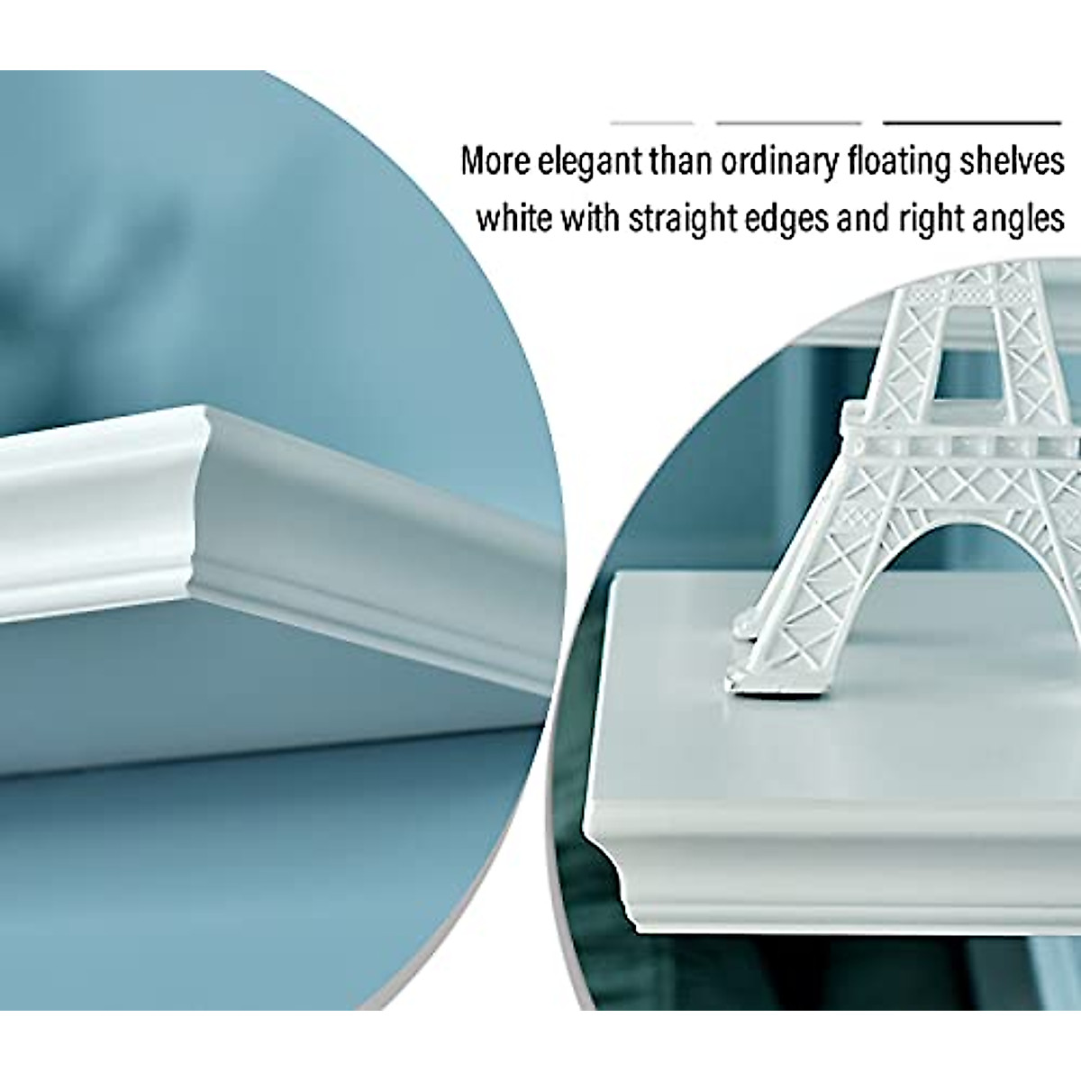 WELLAND 8" Deep Floating Shelves Wall Mounted Shelf (White, 48inch)