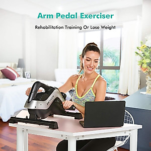 Under Desk Bike Pedal Exerciser, ANCHEER Magnetic Mini Exercise Bike for Arm Leg Recovery, Physical Therapy Leg Exerciser While Sitting for Home and Office Fitness