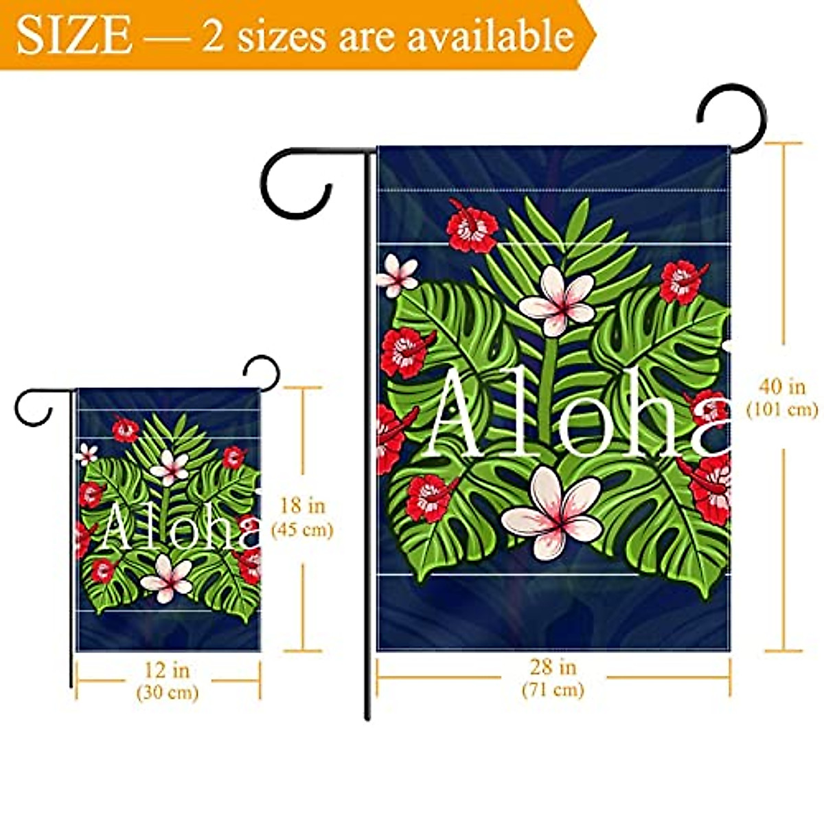 Hawaii Aloha Garden Flag, Double Sided Garden Outdoor Yard Flags for Summer Decor 28x40 Inch