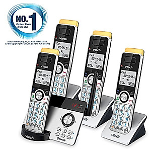 VTech IS8121-4 Super Long Range up to 2300 Feet DECT 6.0 Bluetooth 4 Handset Cordless Phone for Home with Answering Machine, Call Blocking, Connect to Cell, Intercom and Expandable to 5 Handsets