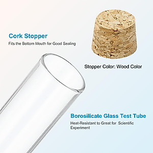 PATIKIL 25ml Test Tubes, 30pcs 3.94x0.79in Glass Clear Flat Bottom Test Tube Containers with Cork Stopper for Bead Party Candy Bath Salt Storage Scientific Experiment Plant Propagation