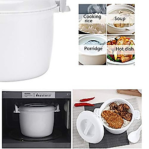 Alliteqwe Microwave Rice Cooker Multifunction Small Lunch Container Microwave Cooker Cookware for Microwave Oven 17.5x21x14cm