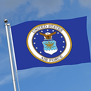 Air Force Crest Emblem Flag 3x5 Outdoor Double Sided 3 Ply- US Coat of Arms Military USAF Flags-Vivid Color Clear Pattern Reinforcement Sewing Durable Polyester with 2 Brass Grommets