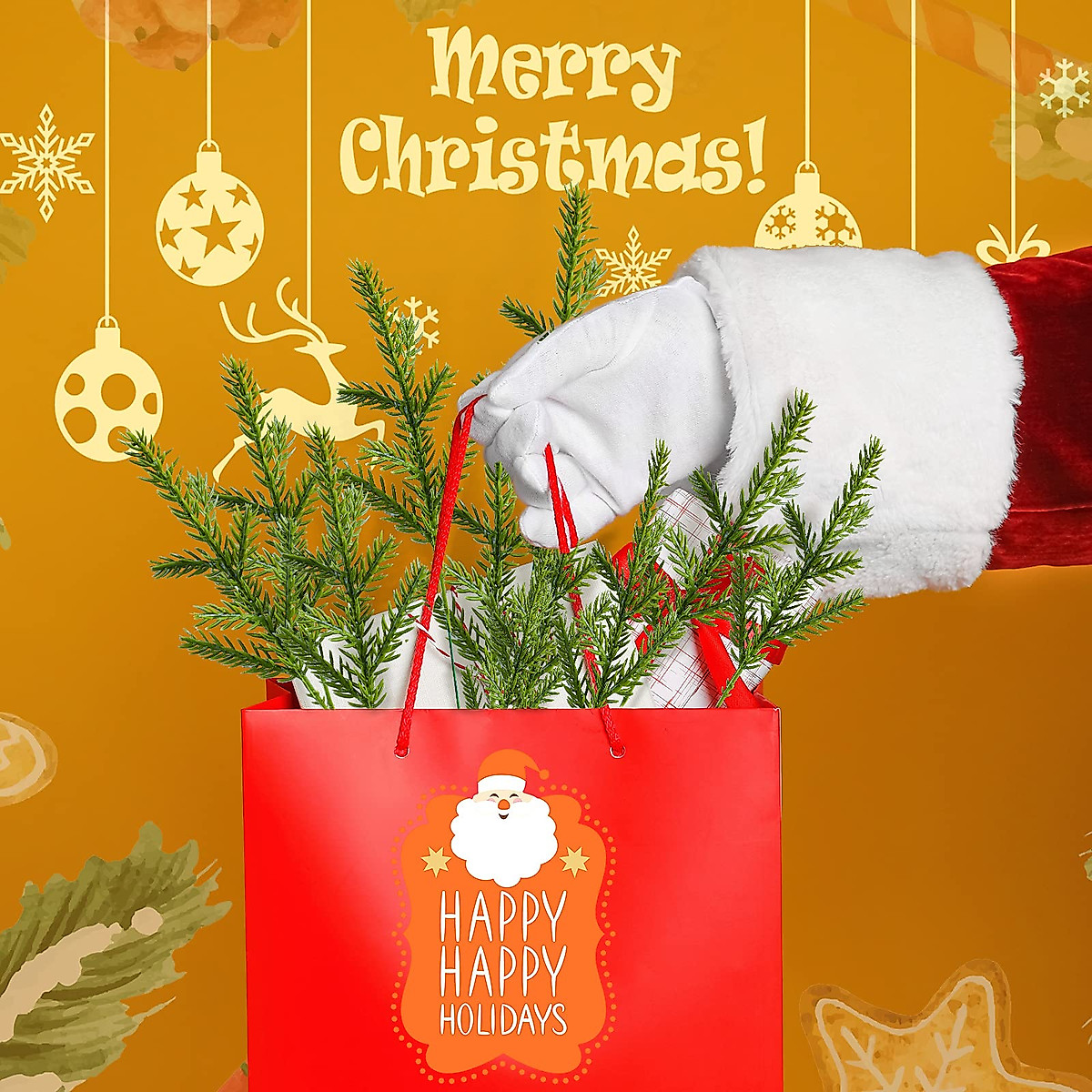 120 Pcs Christmas Artificial Pine Needles Branches 6.7 x 1.6 Inches Fake Pine Branches Greenery Garland Christmas Tree Branches Green Leaves Needle for DIY Crafts Christmas Wreaths Home Garden Decor