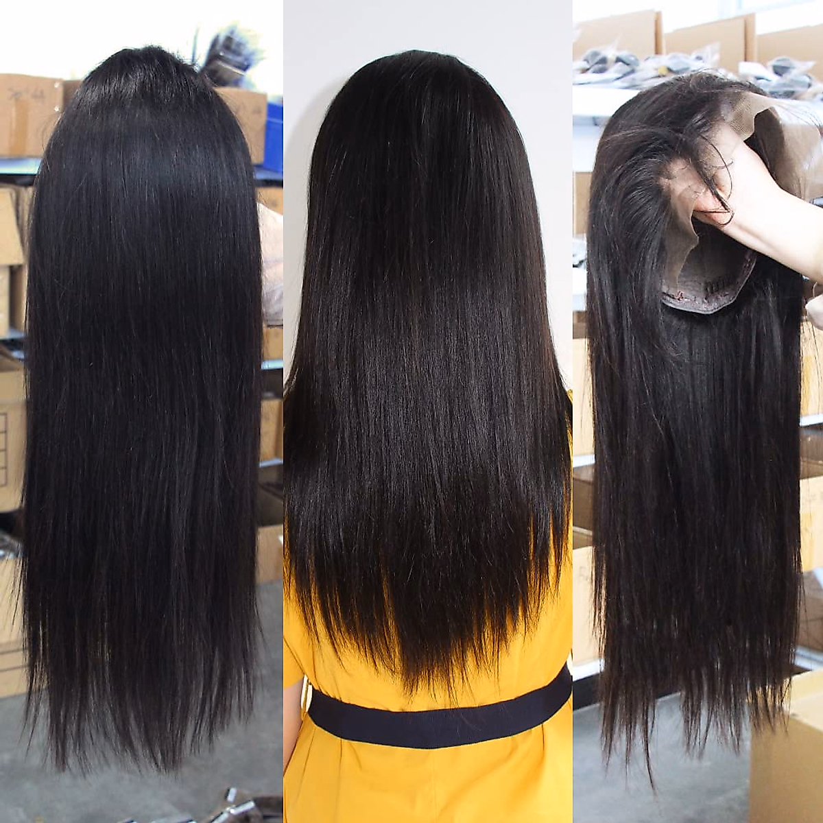 Subella 12A HD Lace Front Wigs Human Hair Pre Plucked Hairline with Baby Hair 180 Density 13x5 Brazilian Straight Human Hair Wigs for Black Women Natural Black Color (14inch)