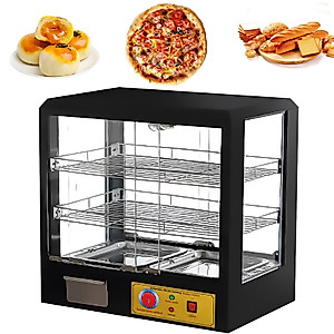 Hot Food Display Case, 3-Tier Glass Door Pastry Display Case, 500W Food Buffet Display for Pastry, Sandwich, Energy-Saving Restaurant Warmer