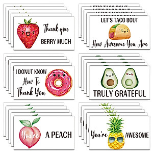 Woanger 210 Pcs Funny Thank You Cards Bulk Small Thank You Notes Pun 2 x 3.5 Inch Employee Appreciation Card Greeting Note Cards For Christmas Gifts Business Coworker Friends Recognition (Fruit)
