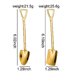 Golden Shovel Spoons for Desserts Coffee Tea Shovel Spoon Set Grapefruit Spoons Set of 2 Flat Watertermelon Ice Cream Spoons Gifts for Ice Cream Lovers House Warming Gifts for New Home Couples