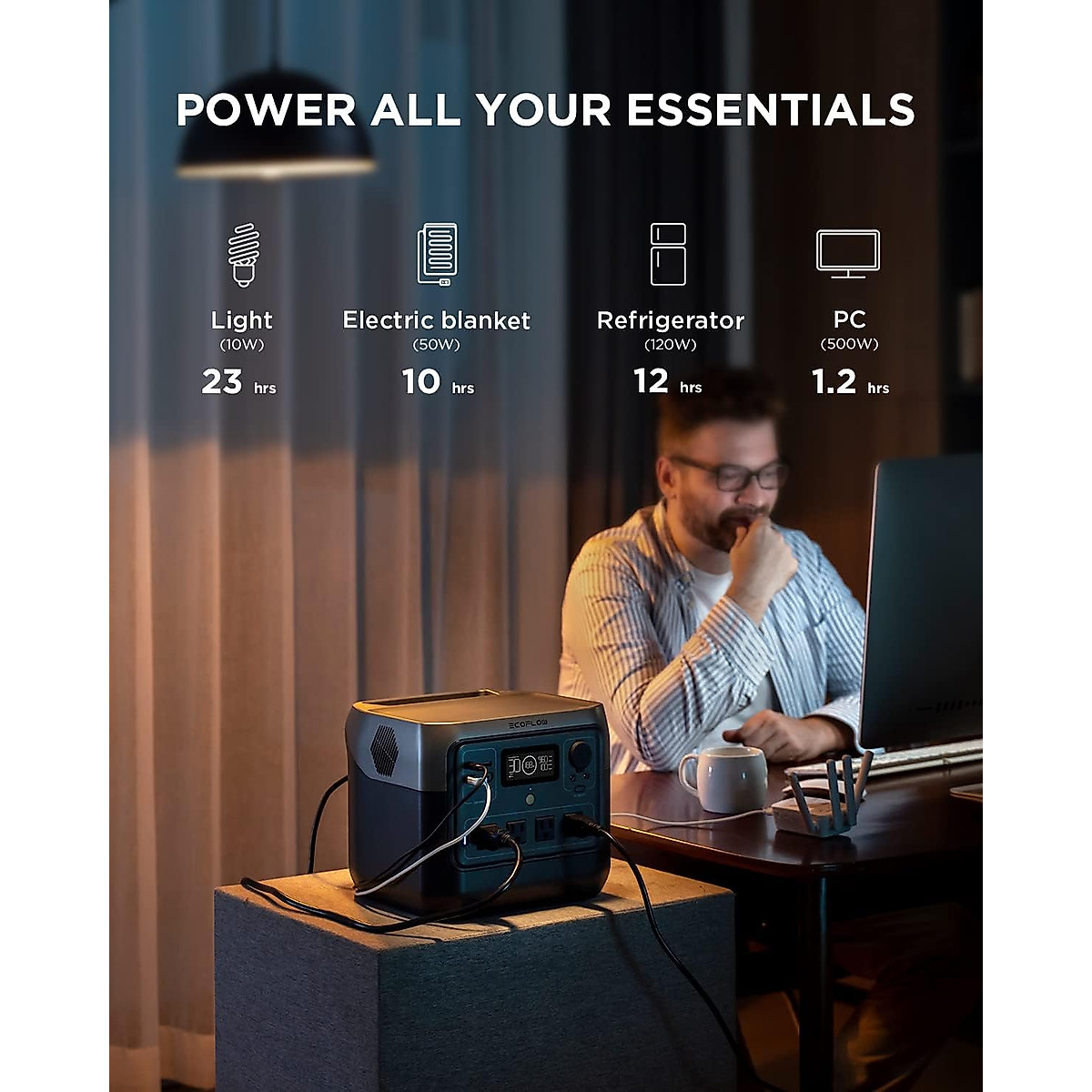 EF ECOFLOW Solar Generator River 2 Pro 768Wh LiFePO4 Battery with 220W Solar Panel, 4x800W AC Outlets (1600W Surge), Portable Power Station for Home Backup Outdoors Camping RV Emergency