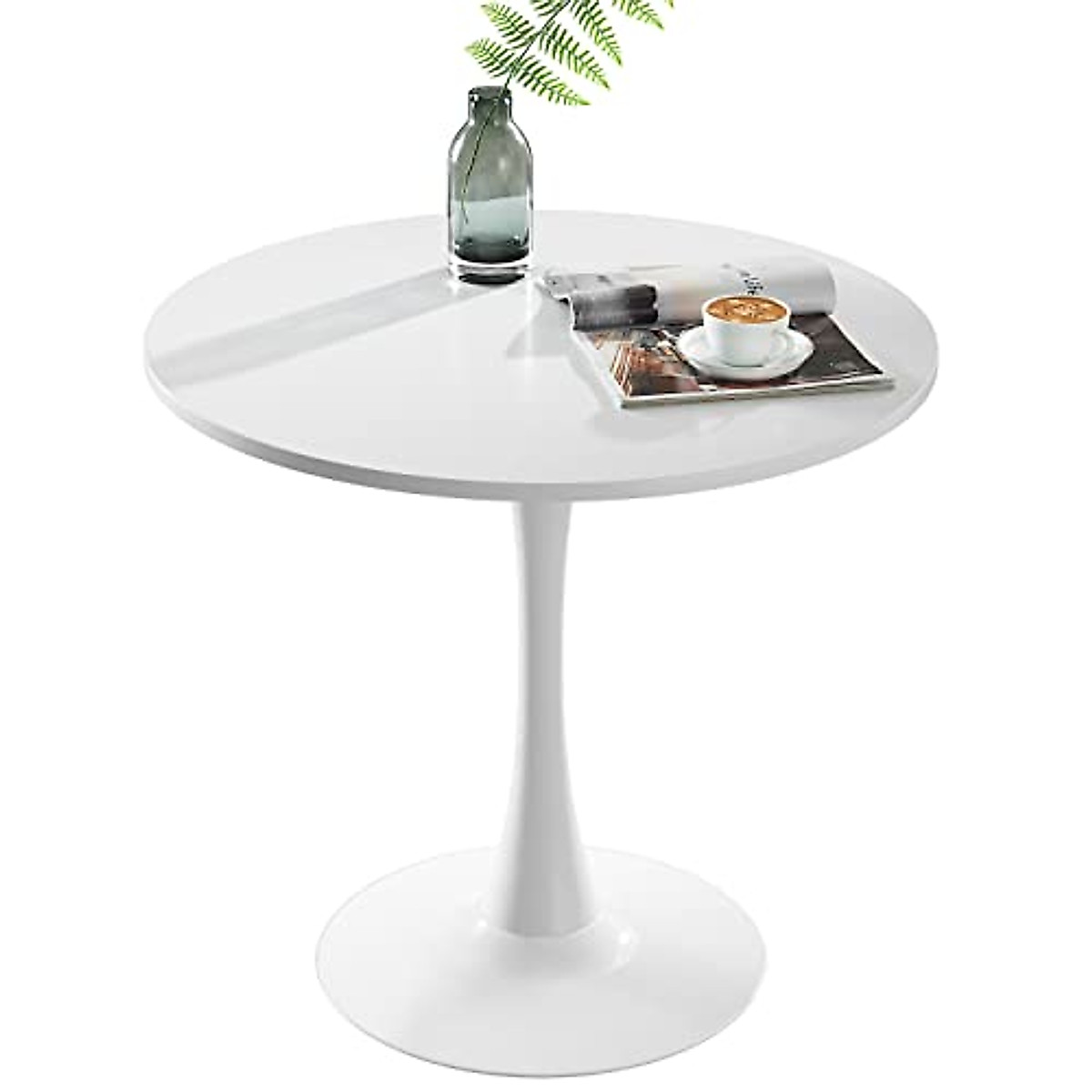 STYLIFING Dining Table 32" Mid-Century Modern Round Dining Table Coffee Table with Round Top and Pedestal Base in White