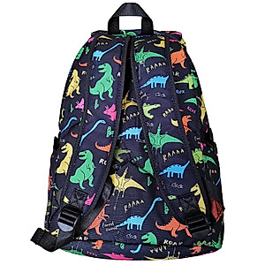 Larswon Canvas Dinosaur Backpack Shoulder Bag Rucksack Dino Bag Slim Backpack Travel Rucksack School Backpack Large 13" 14" Laptop Backpack