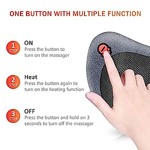CooCoCo Shiatsu Neck Massager Pillow with Heat, Neck and Back Massager, Gifts for Women/Men/Mom/Dad,Pillow Massager for Neck and Back,Shoulders