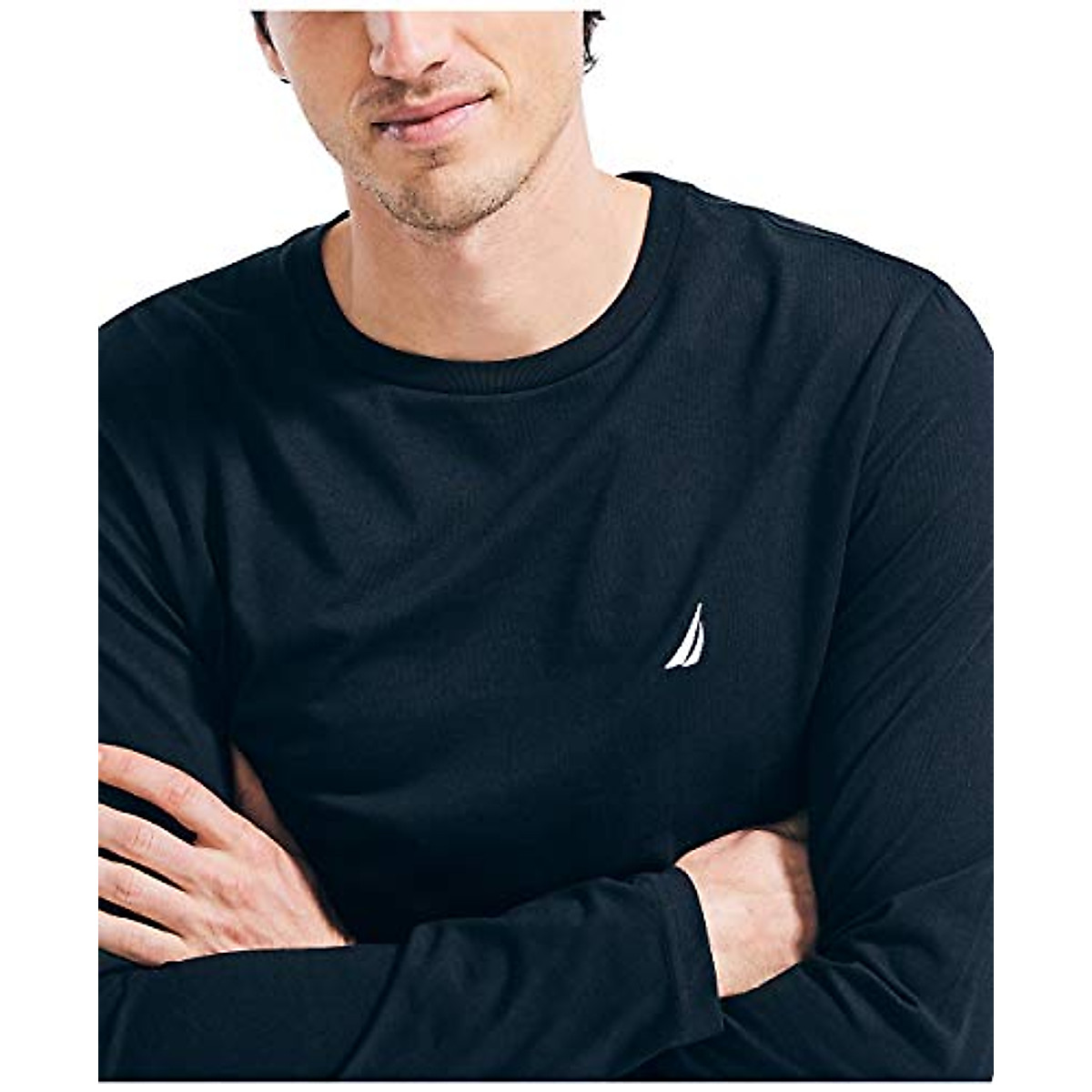 Nautica Men's J-Class Logo Long Sleeve T-Shirt, True Black, Medium