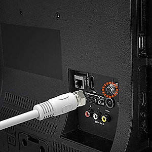 RG6 Coax Cable 15 feet, TV Coaxial Cable, White 75 Ohm Quad Shield Digital Cord with F-Male Connectors, Ideal for TV Antenna DVR Satellite