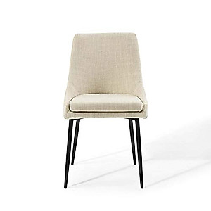 Modway Viscount Upholstered Fabric Dining Chairs - Set of 2, Black Beige