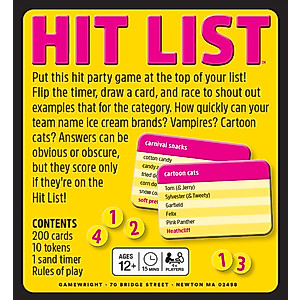 Gamewright - Hit List - 1 Clue, 6 Answers, 30 Seconds, Yellow